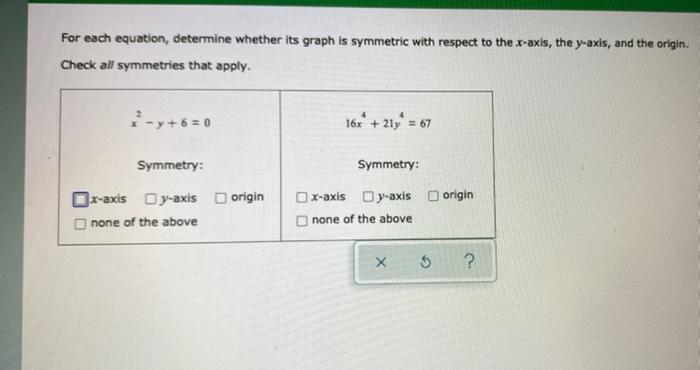 Solved For Each Equation Determine Whether Its Graph Is 8470
