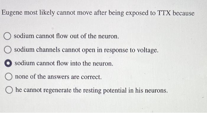 Solved Eugene most likely cannot move after being exposed to | Chegg.com