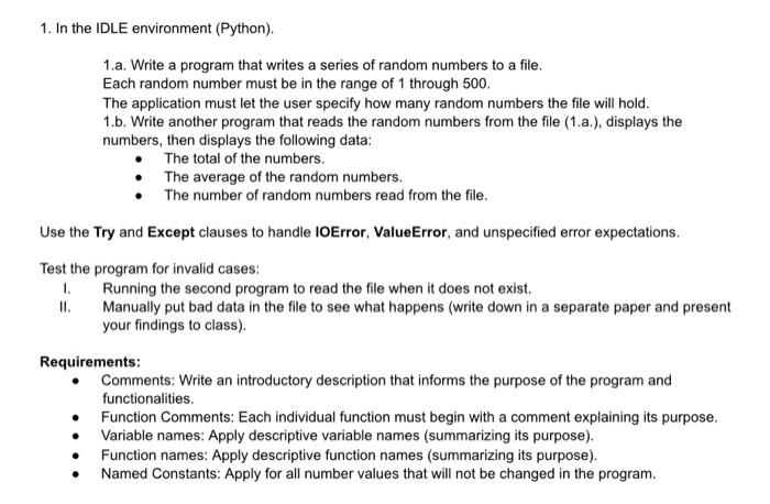 Solved 1. In the IDLE environment (Python). 1.a. Write a | Chegg.com
