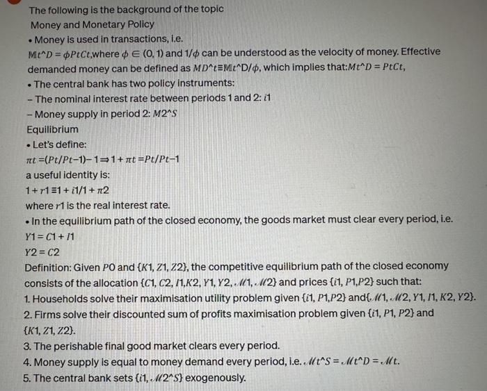 Solved 1) Rewrite the equations that summarise household’s | Chegg.com