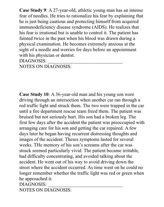 Solved Anxiety and Stress Related Disorders CASE STUDIES | Chegg.com