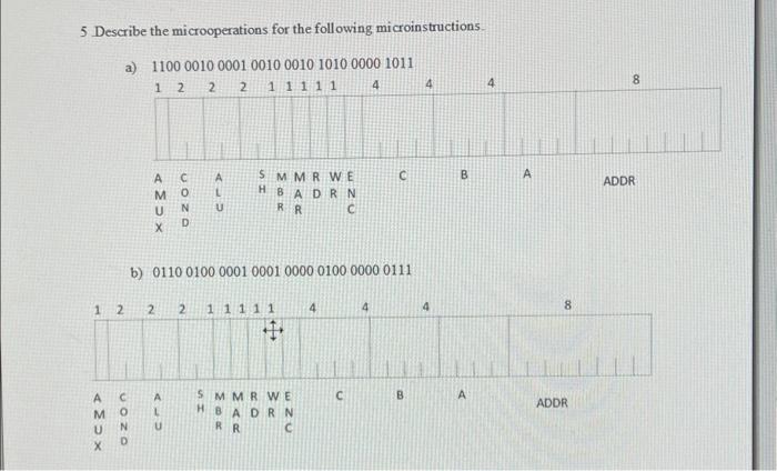 Solved 5. Describe the microoperations for the following | Chegg.com