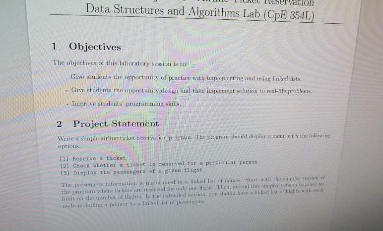 Solved Vatlon Data Structures and Algorithms Lab (CpE 354L) | Chegg.com