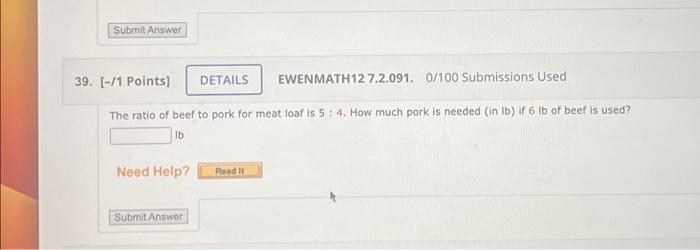 Solved Submit Answer 39. [-/1 Points] Need Help? DETAILS The | Chegg.com
