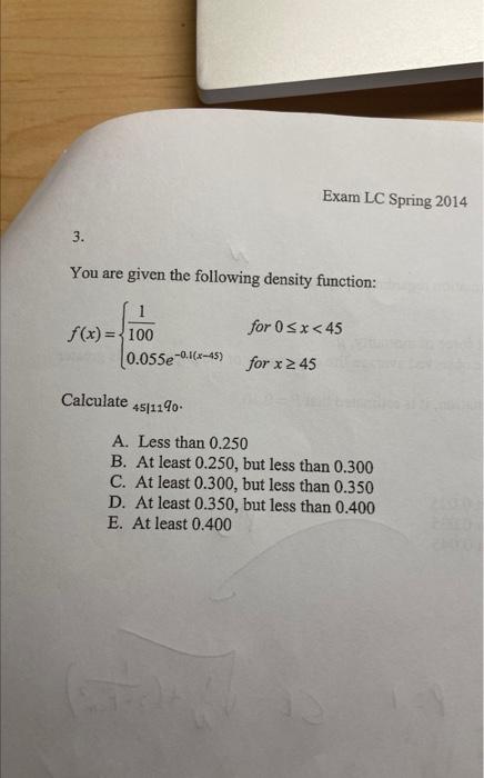 Solved You are given the following density | Chegg.com