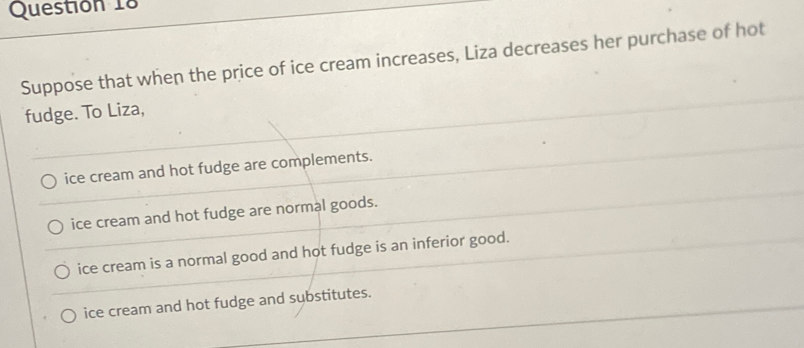 Solved Suppose that when the price of ice cream increases, | Chegg.com