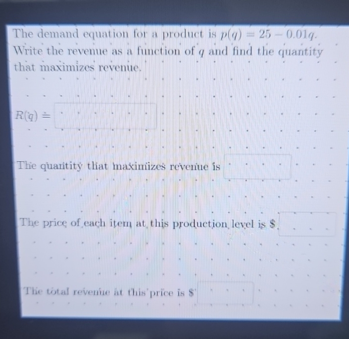 Solved The demand equation for a product is p(q)=25-0.01q. | Chegg.com