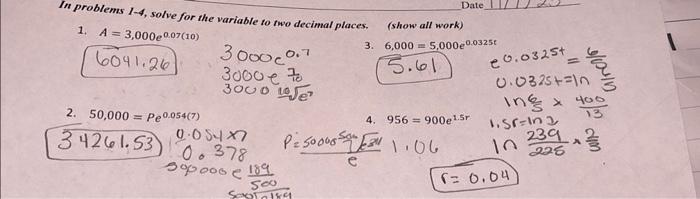 Solved I" problems 1-4, solve for the variable to two | Chegg.com