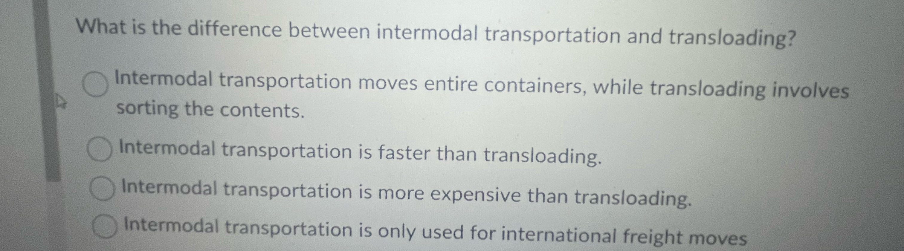 Solved What is the difference between intermodal | Chegg.com