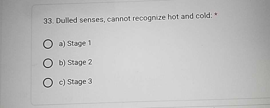 Solved Dulled senses, ﻿cannot recognize hot and cold: *a) | Chegg.com