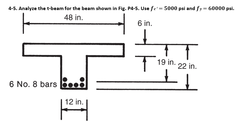 Solved 4-5. ﻿Analyze the t-beam for the beam shown in Fig. | Chegg.com