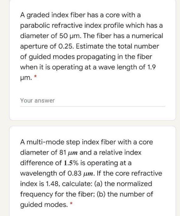 Solved A graded index fiber has a core with a parabolic | Chegg.com