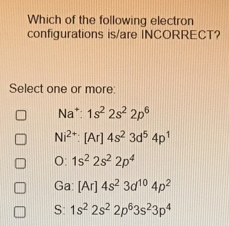 Solved Which of the following electron configurations is/are | Chegg.com