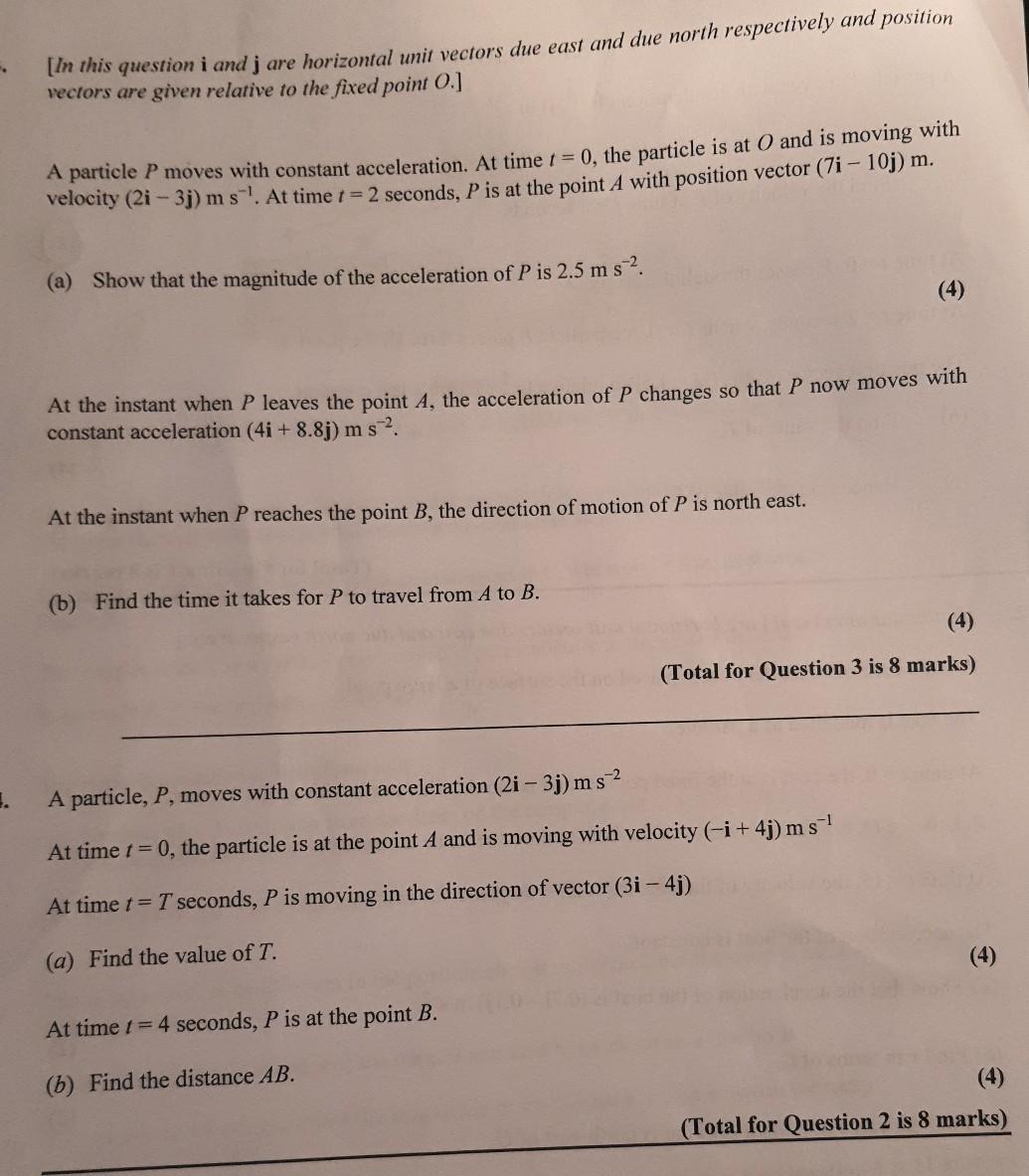 Solved [In this question i and j are horizontal unit vectors | Chegg.com