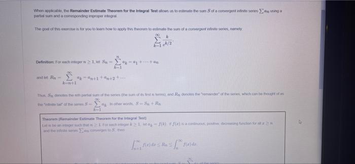 Wir applicable. The Remainder Estimate Theorem for | Chegg.com