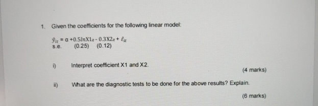 Solved Given the coefficients for the following linear | Chegg.com