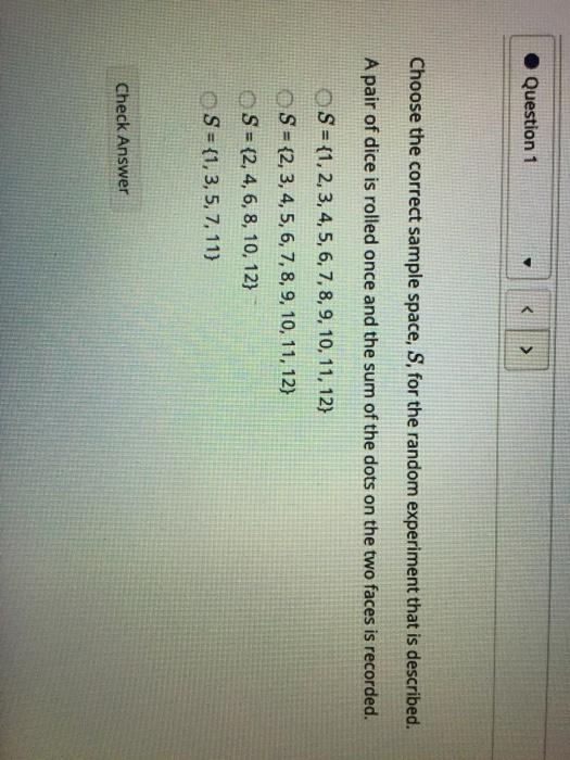 Solved Question 1 Choose the correct sample space, S, | Chegg.com