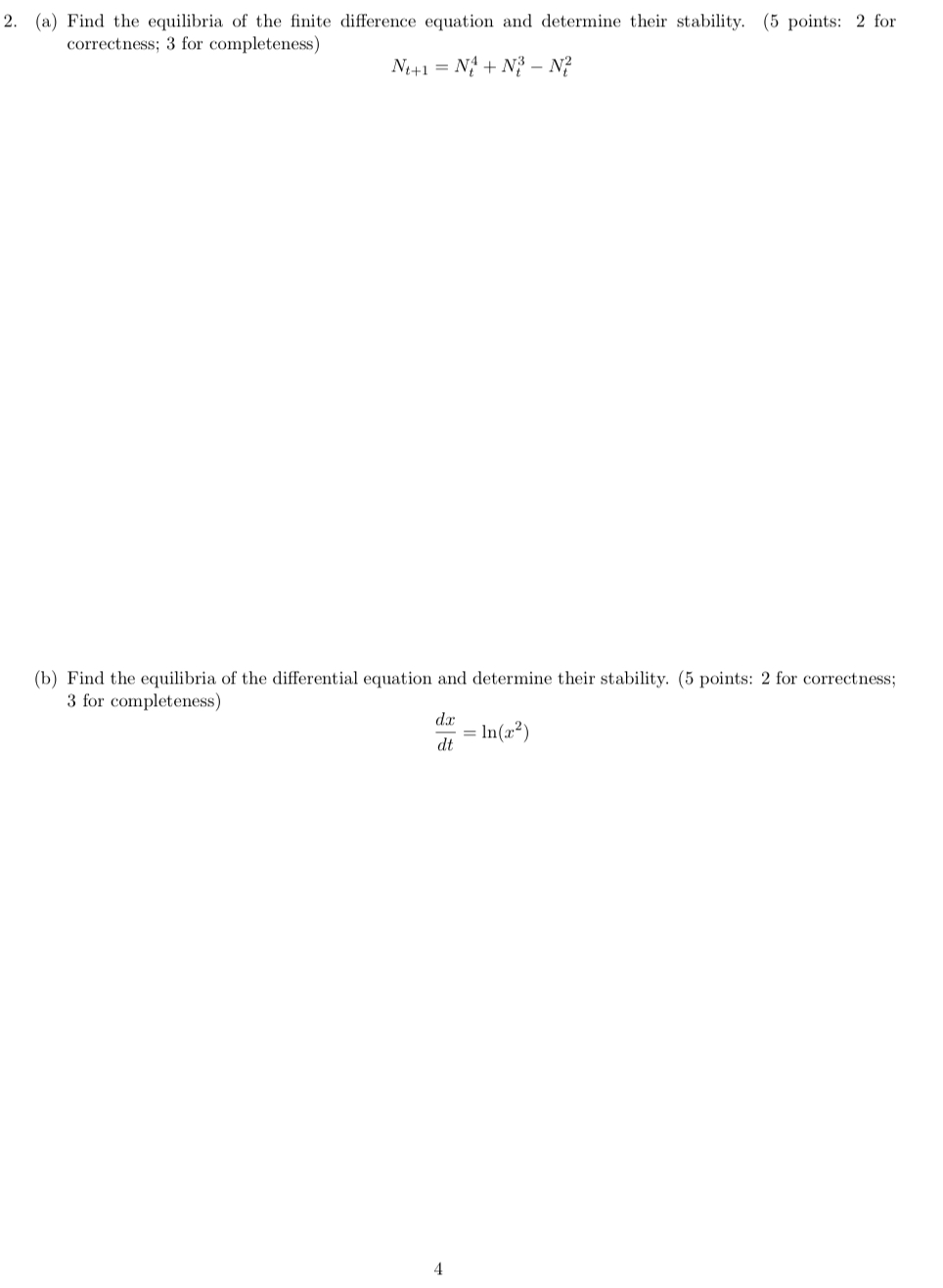 Solved (a) ﻿Find the equilibria of the finite difference | Chegg.com