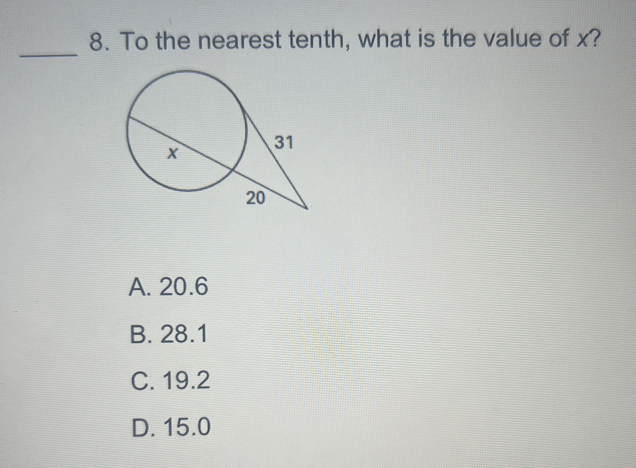Solved q, 8. ﻿To the nearest tenth, what is the value of | Chegg.com