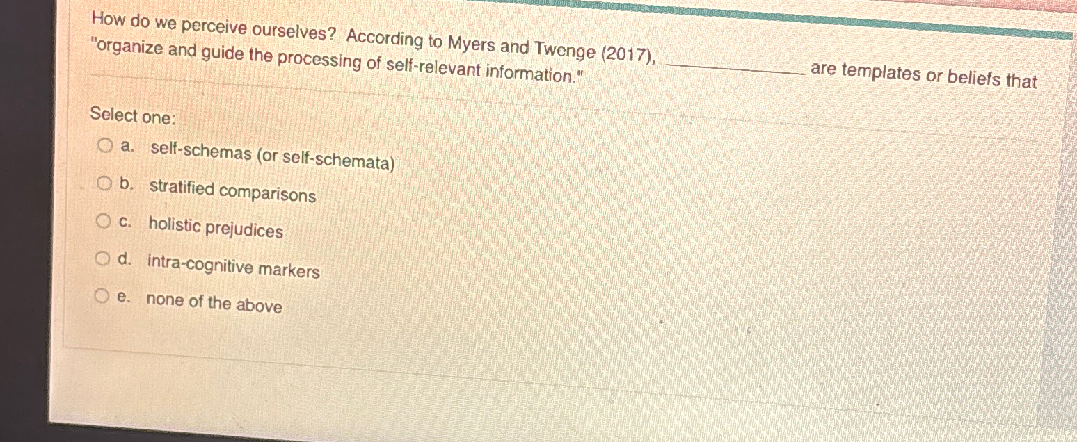 Solved How do we perceive ourselves? According to Myers and | Chegg.com