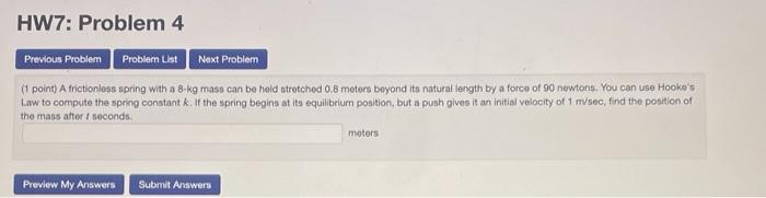Solved HW7: Problem 4 Previous Problem Problem List Next | Chegg.com