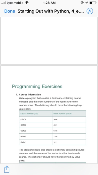 Solved | Lycamobile 1:28 AM Done Starting out with Python, | Chegg.com