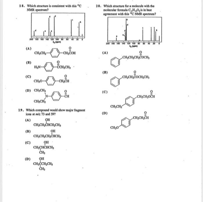 Solved 18. Which structure is consistent with this " C 20. | Chegg.com