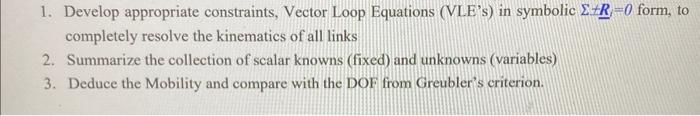 Solved 1. Develop appropriate constraints, Vector Loop | Chegg.com