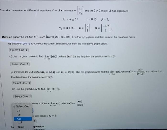 Solved Consider the system of differential equations x′=Ax, | Chegg.com