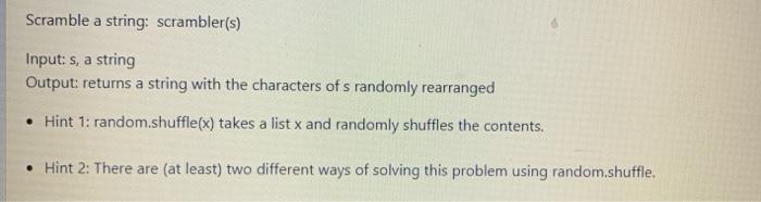 Solved Scramble A String Scramblers Input S A String 