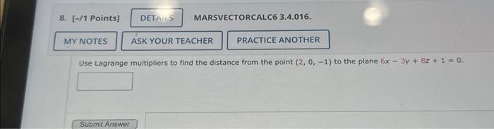 Solved Use Lagrange multipliers to find the distance from | Chegg.com