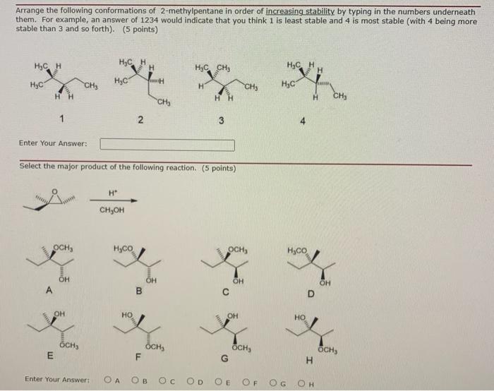 Solved Arrange the following conformations of | Chegg.com