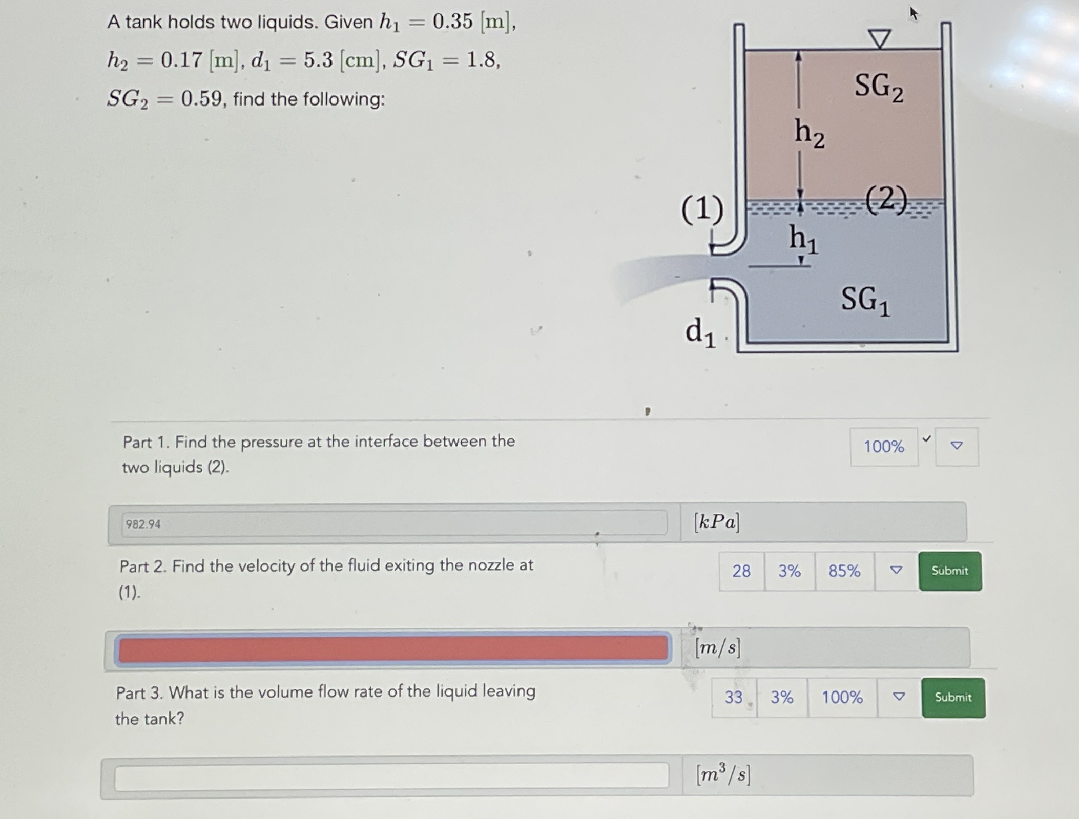A tank holds two liquids. Given | Chegg.com