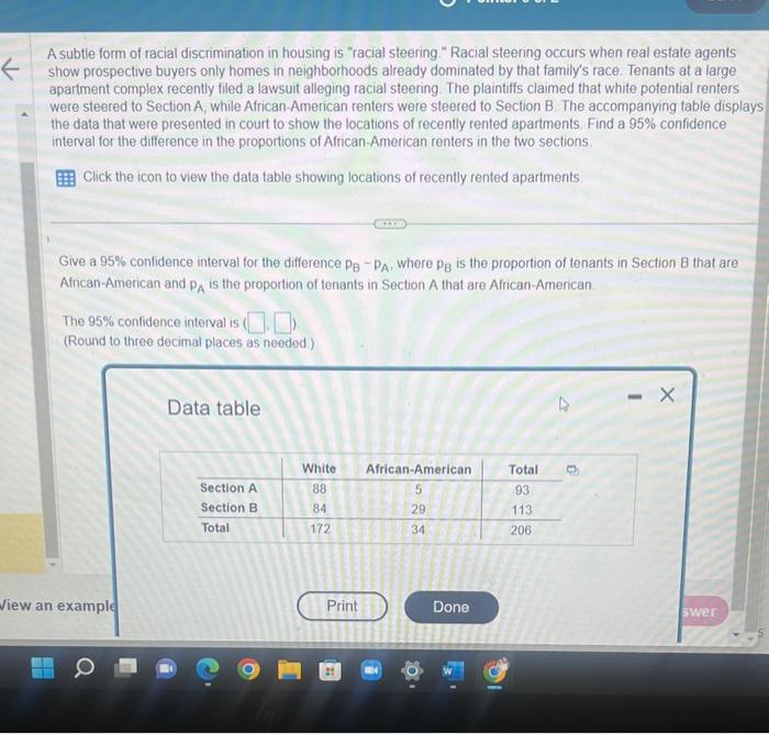 Solved A subtle form of racial discrimination in housing is | Chegg.com