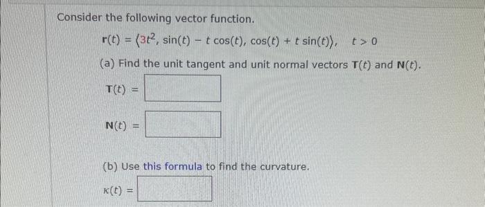 Solved Consider the following vector function. | Chegg.com