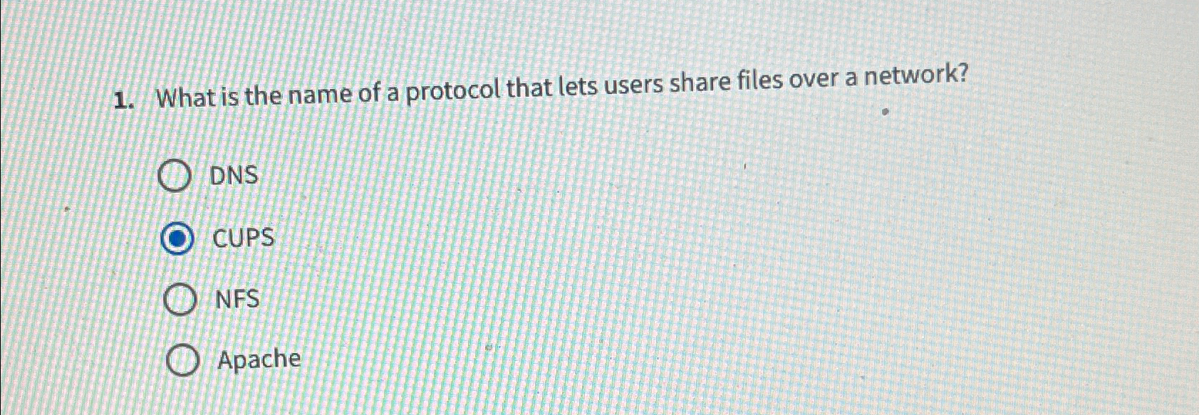 Solved What is the name of a protocol that lets users share | Chegg.com