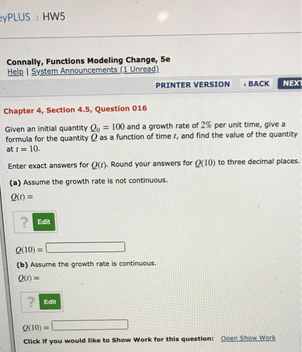Solved PYPLUS > HW5 Connally, Functions Modeling Change, 5e | Chegg.com