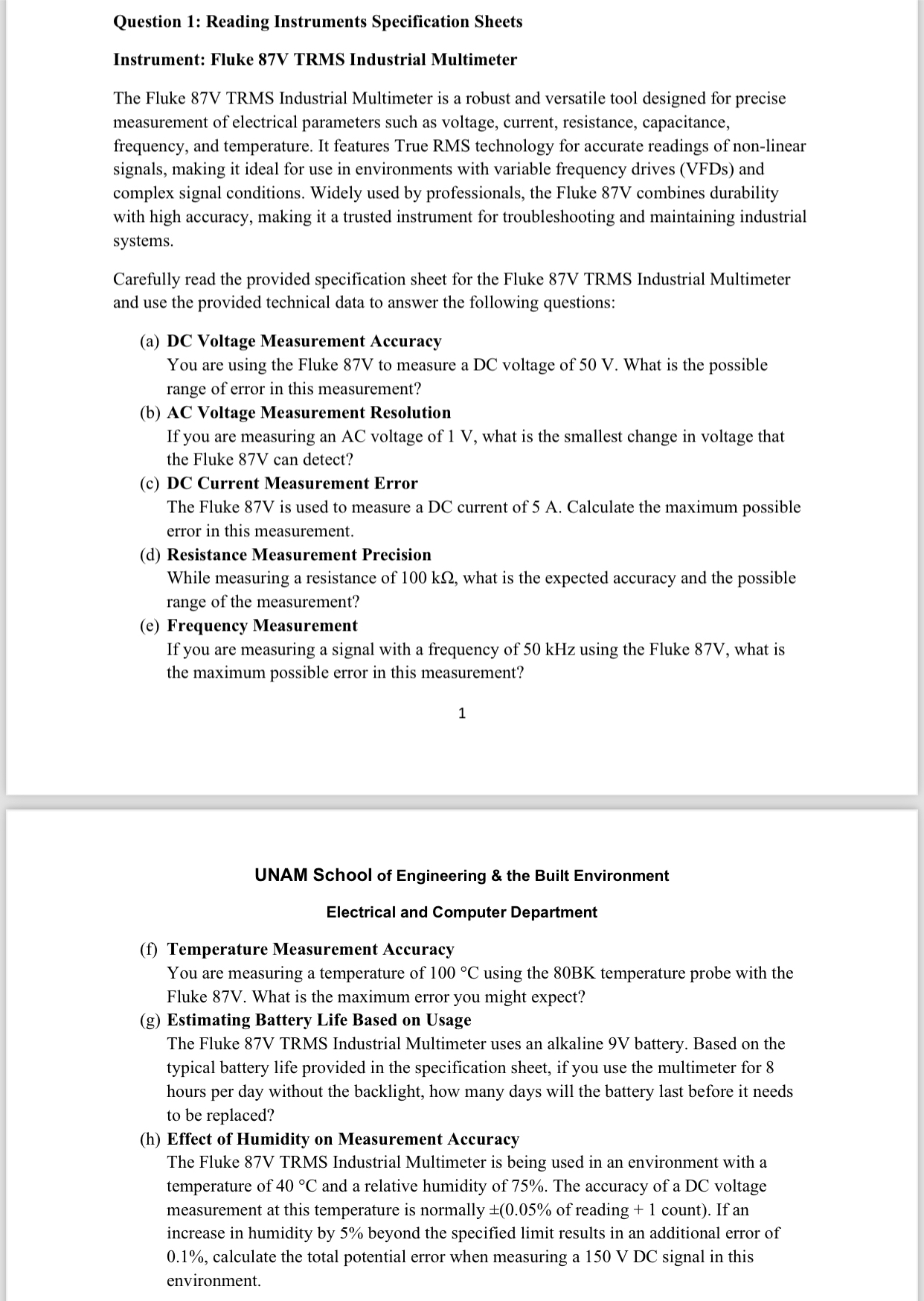 Solved Question 1: Reading Instruments Specification | Chegg.com