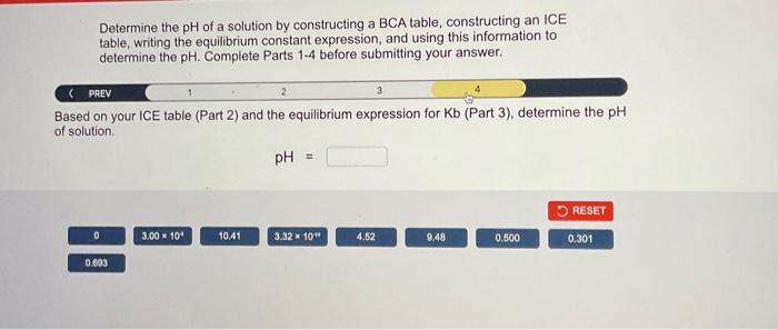Solved Determine the pH of a solution by constructing a BCA | Chegg.com