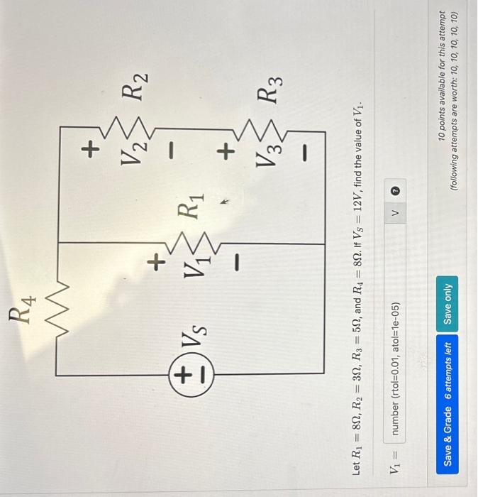 Solved Let R1=8Ω,R2=3Ω,R3=5Ω, and R4=8Ω. If VS=12V, find the | Chegg.com