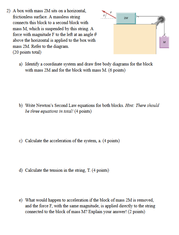 Solved A box with mass 2 M ﻿sits on ﻿a | Chegg.com