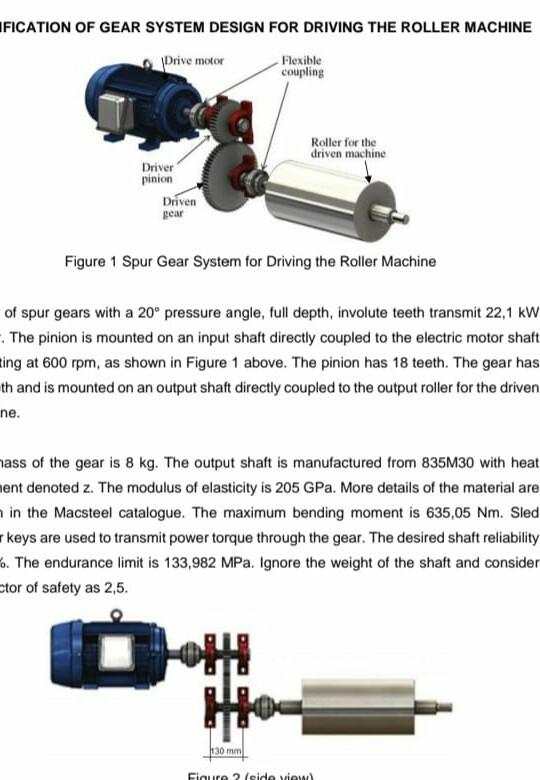 FICATION OF GEAR SYSTEM DESIGN FOR DRIVING THE ROLLER | Chegg.com