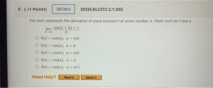 Solved 6. (-/1 Points) DETAILS SESSCALCET2 2.1.035. The | Chegg.com