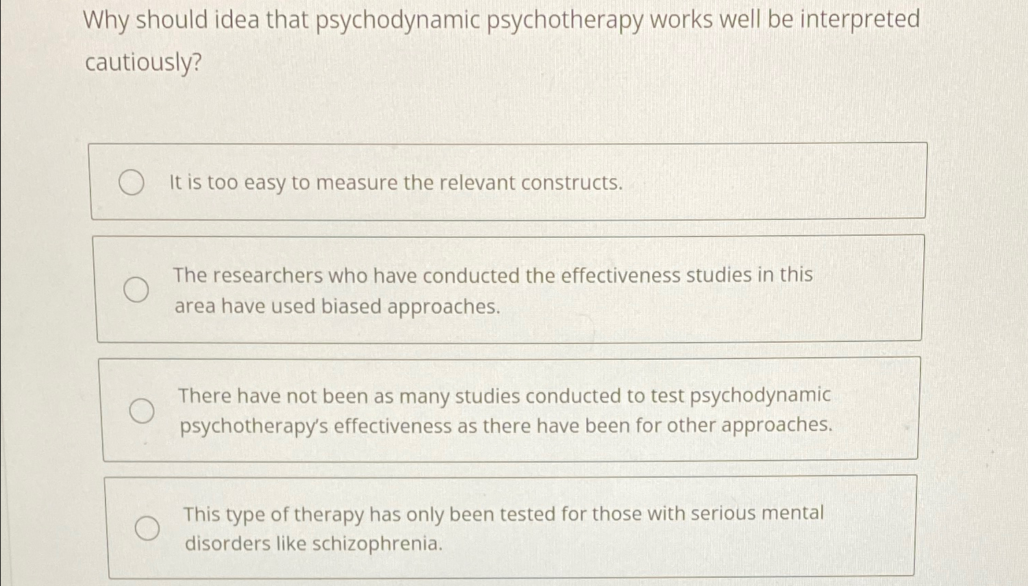 Solved Why should idea that psychodynamic psychotherapy | Chegg.com