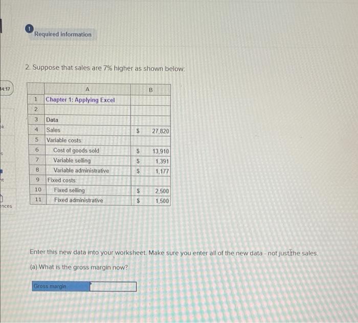 Solved Required information Chapter 1: Applying Excel 1451 | Chegg.com