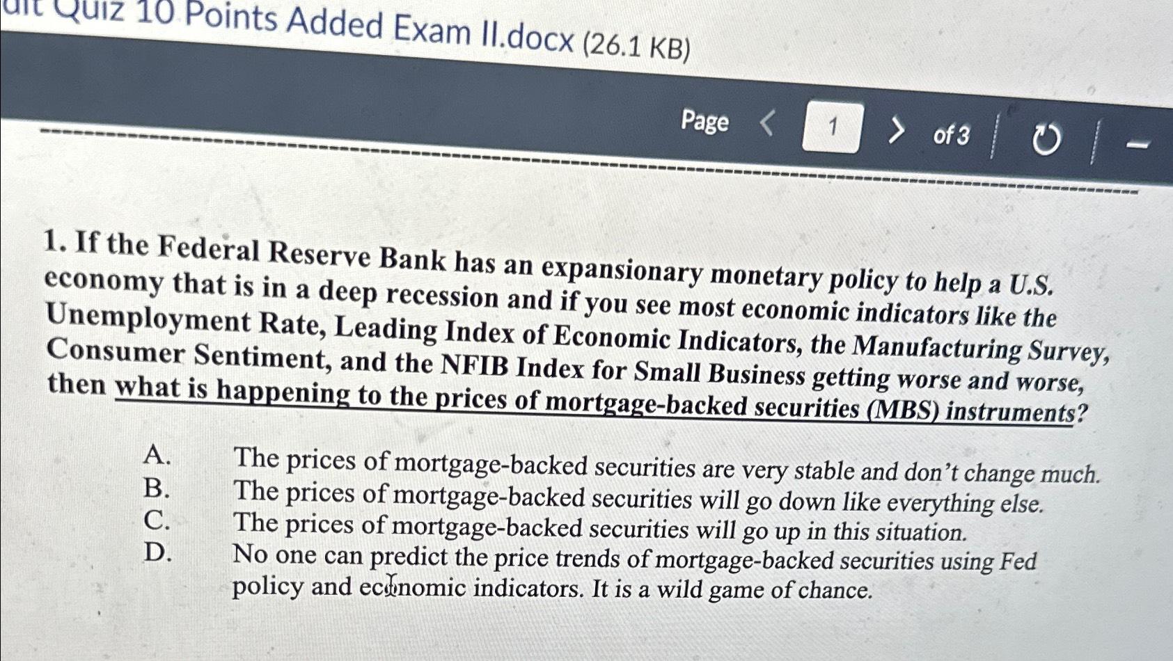 Solved Exam II.docx (26.1 ﻿KB)If the Federal Reserve Bank | Chegg.com