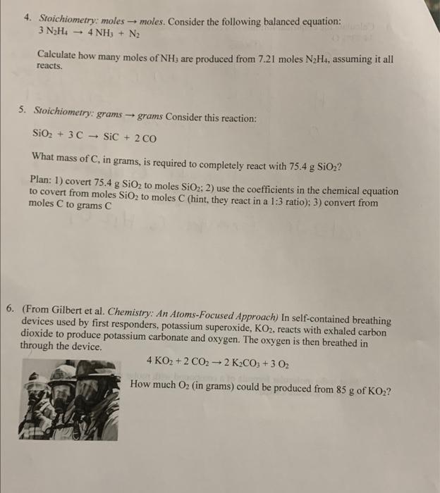 Solved 4. Stoichiometry: moles → moles. Consider the | Chegg.com