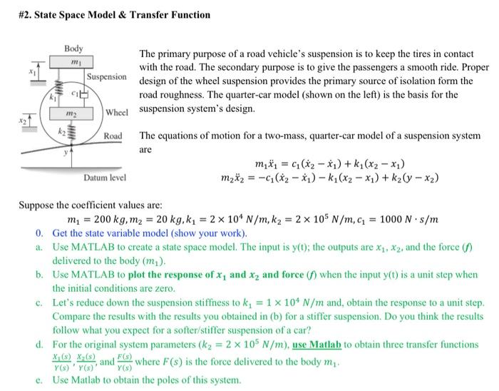 Solved 2 State Space Model And Transfer Function The