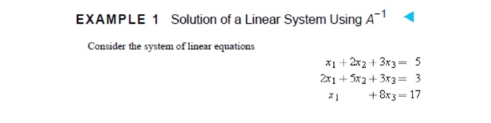 Solved EXAMPLE 1 Solution of a Linear System Using A | Chegg.com