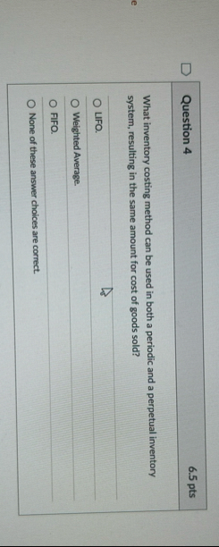 Solved Question 46.5 ﻿ptsWhat inventory costing method can | Chegg.com